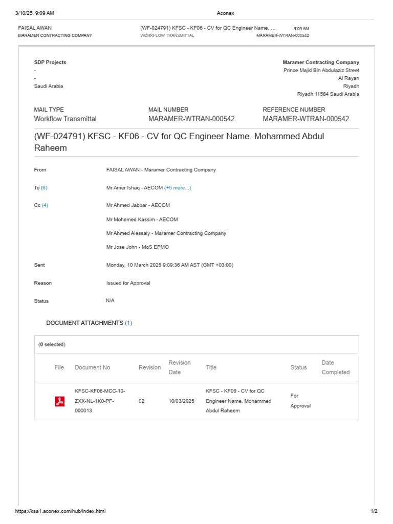 (WF-024791) KFSC - KF06 - CV For QC Engineer Name. Mohammed Abdul Raheem | PDF | Riyadh | Saudi ...