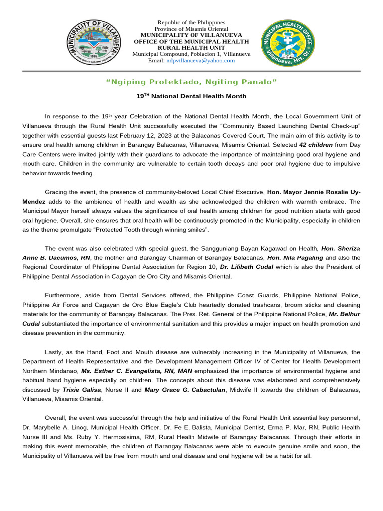 Oral Health Month - Balacanas | PDF | Health Care | Health Sciences