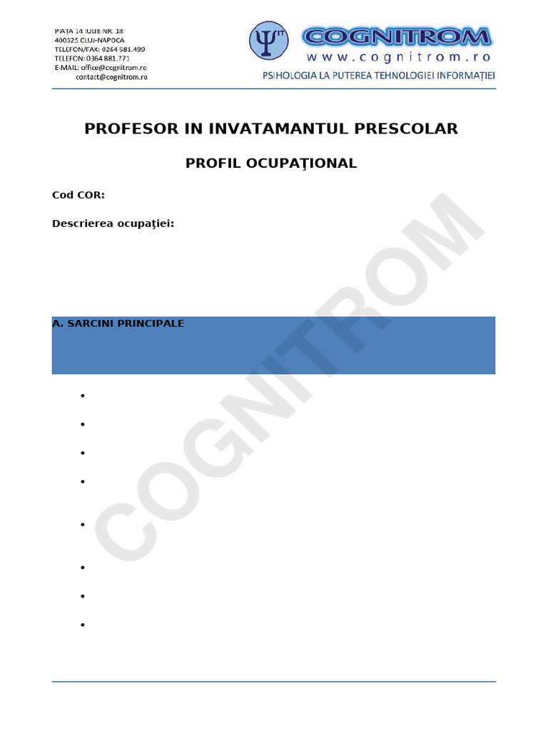 Profesor in Invatamantul Prescolar | PDF