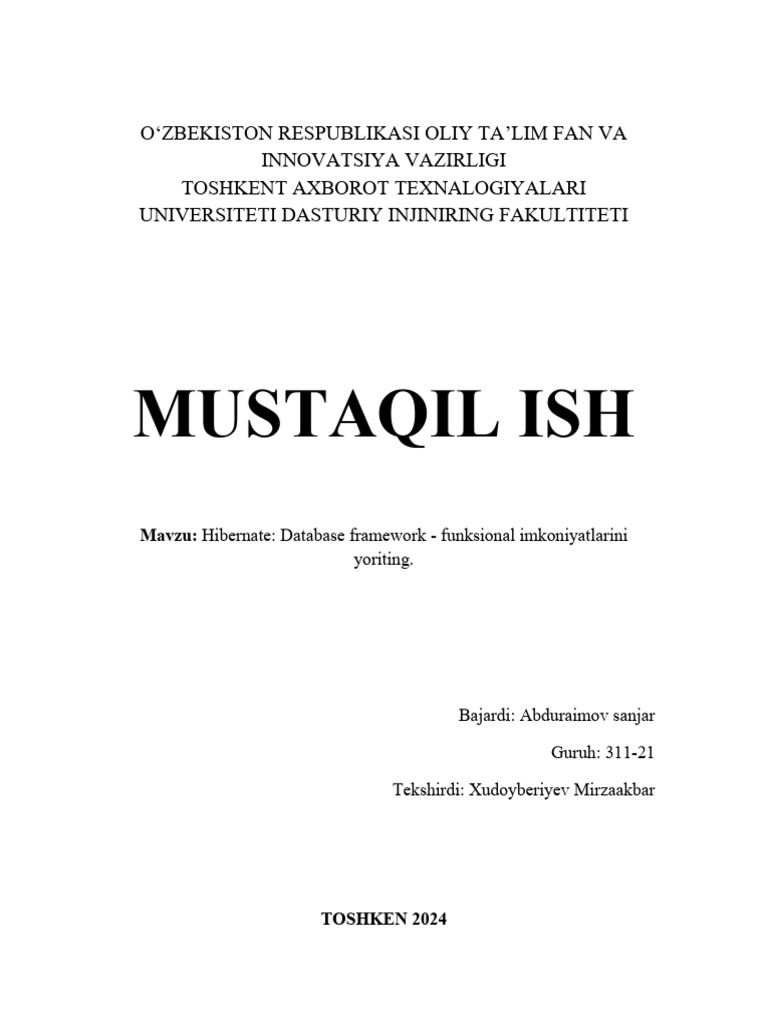 Mustaqil Ish | PDF