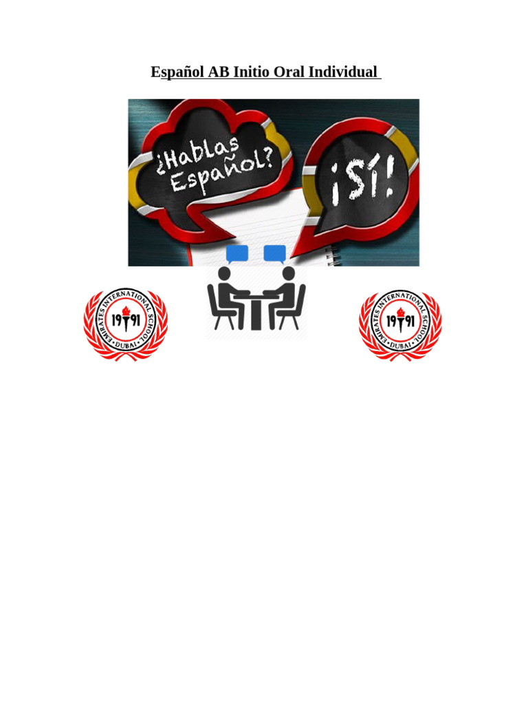 Oral Exam Booklet Spanish Ab Initio | PDF | Communication | Grammar