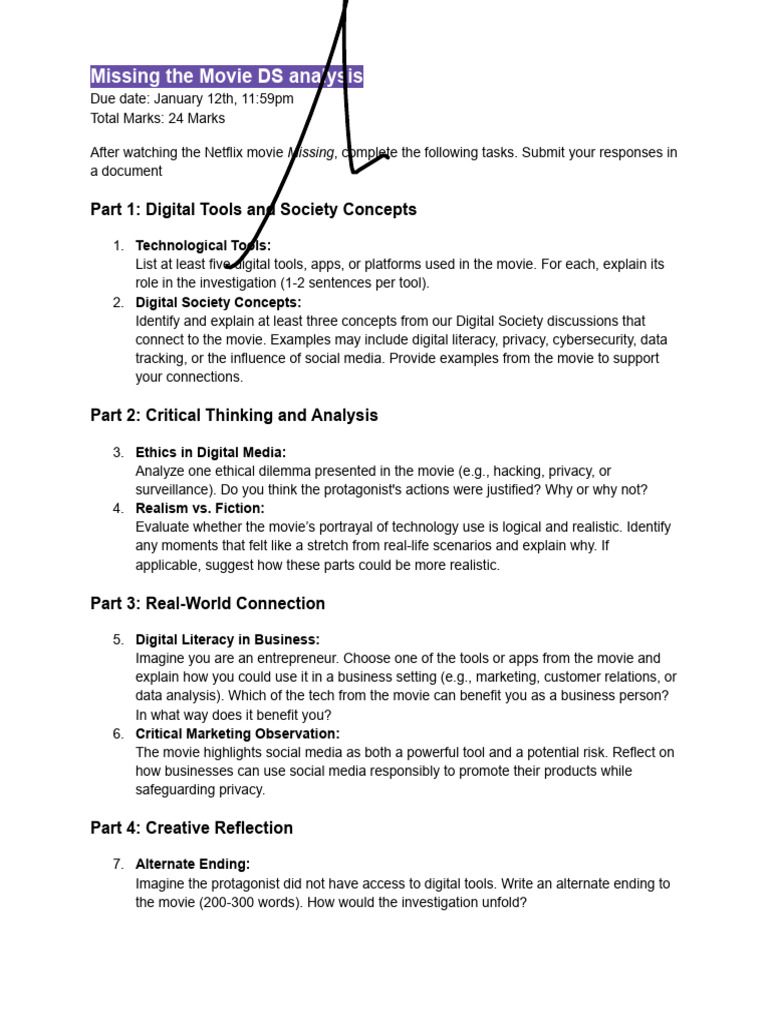 Missing The Movie Analysis | PDF