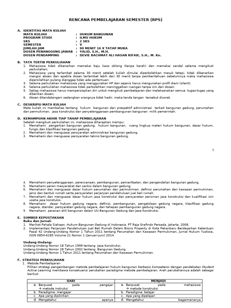RPS HUKUM BANGUNAN | PDF