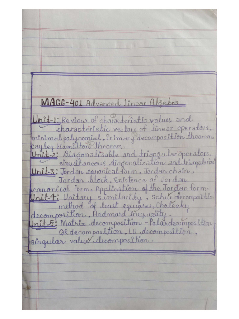 ALA (Advanced Linear Algebra) - Handwritten Notes | PDF