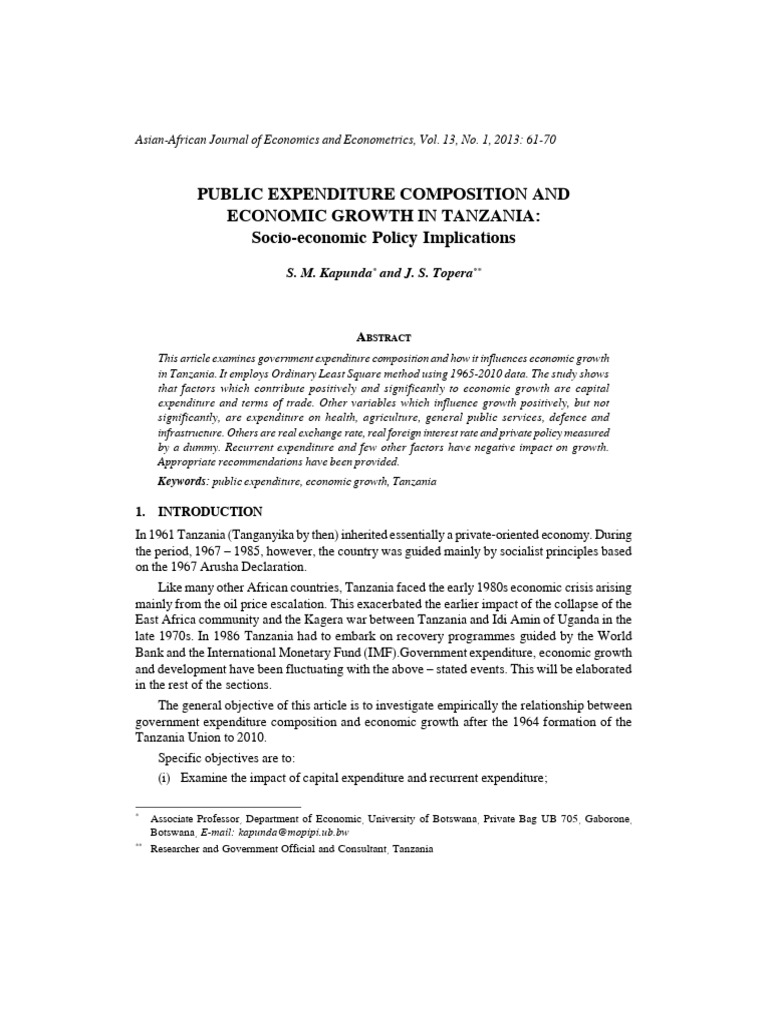 This article examines government expenditure composition and how it ...