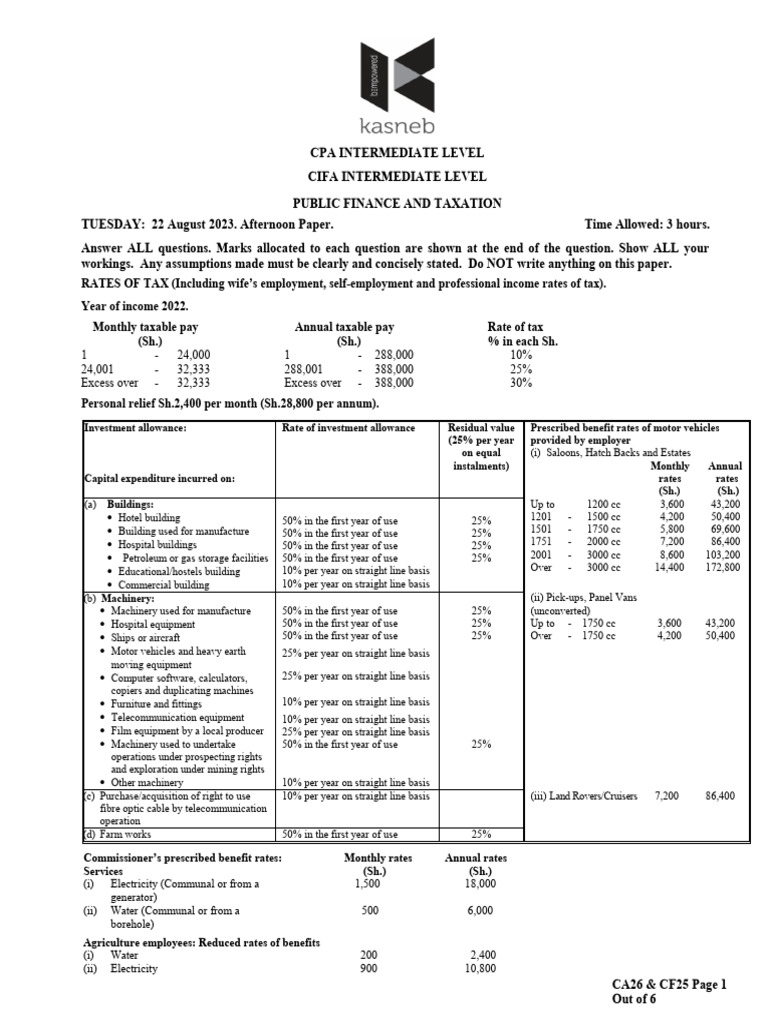 PFT PAST PAPERS | PDF | Taxes | Expense