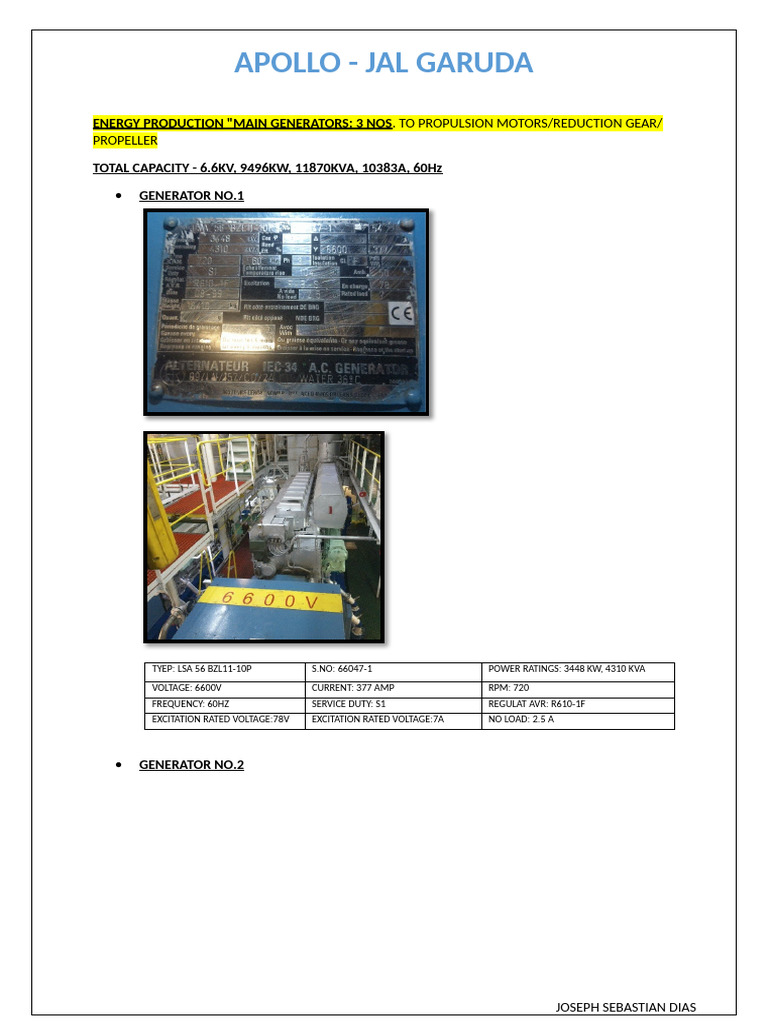 6.6 KV Ac Power Generation To Electric Propulsion System | PDF ...