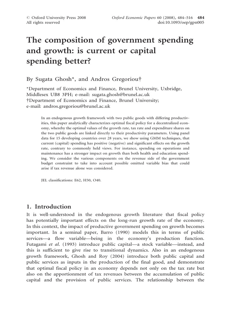 The Composition of Government Spending | PDF | Government Budget ...