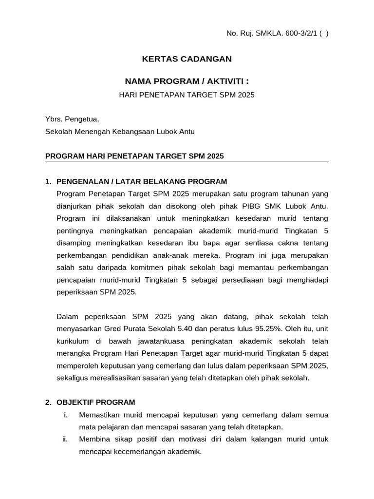 2 KC Program Peningkatan Akademik - Penetapan Target 2025 | PDF