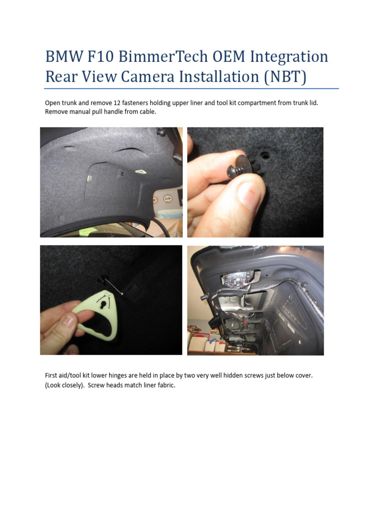 BMW F10 Rear View Camera Installation Guide | PDF | Trunk (Car ...