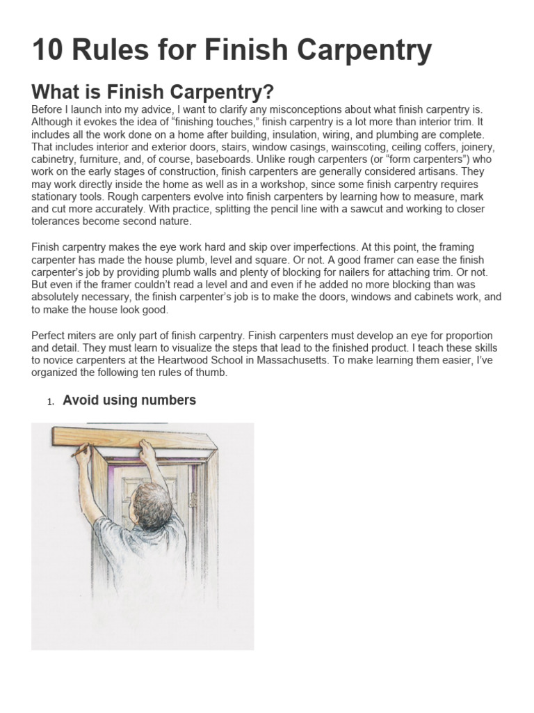 Essential Rules for Finish Carpentry | PDF | Carpentry | Woodworking