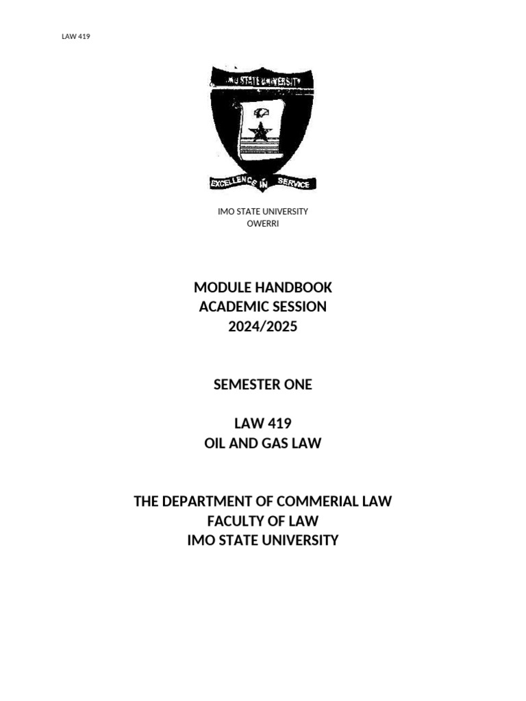 Oil and Gas Law Module Handbook | PDF | Petroleum | Oil Refinery