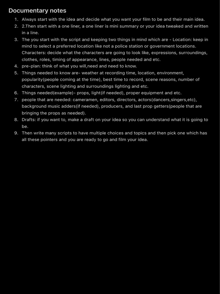 Documentary Notes | PDF