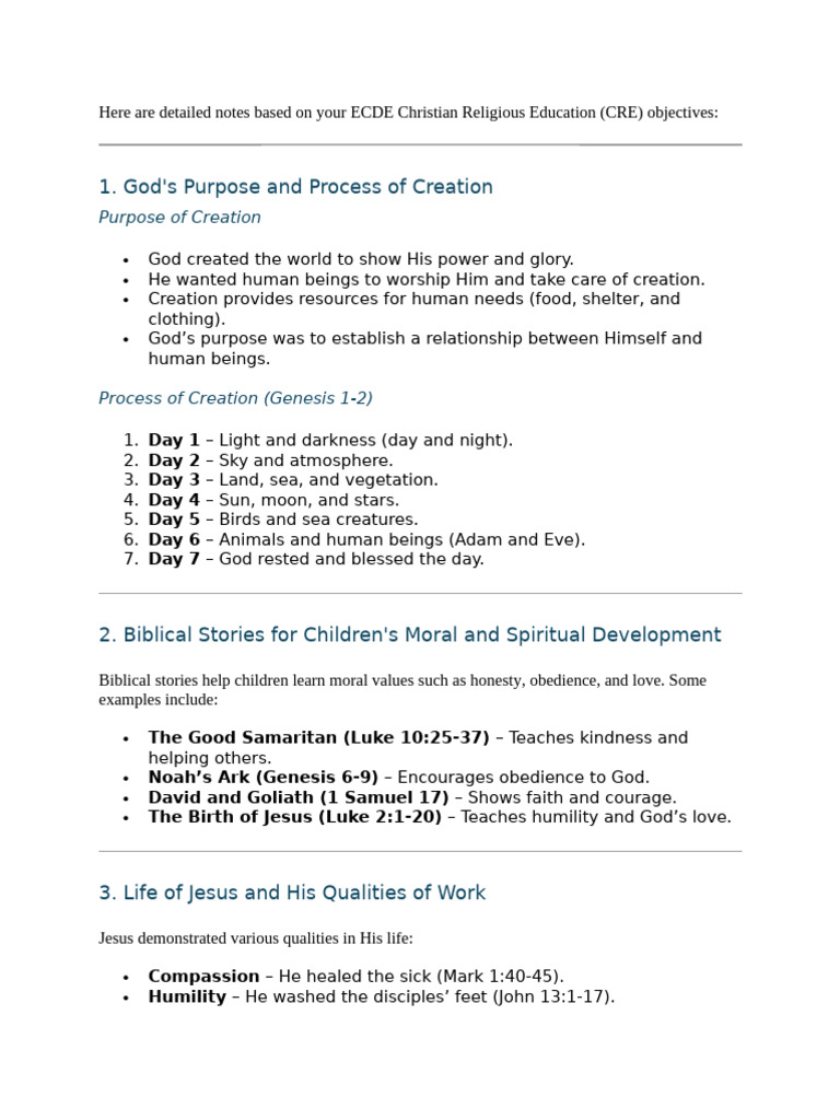 ECDE ASSIGNMENT | PDF | Genesis Creation Narrative | Prayer