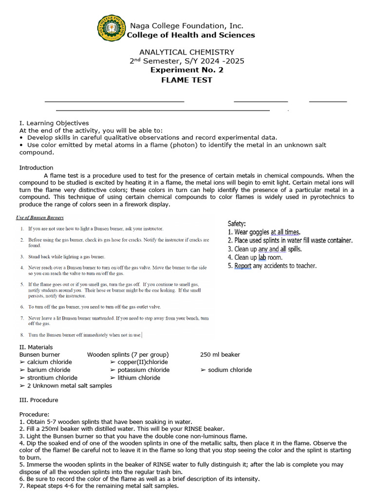 Analytical Chem Lab Activity 2 | PDF | Salt (Chemistry) | Physical ...