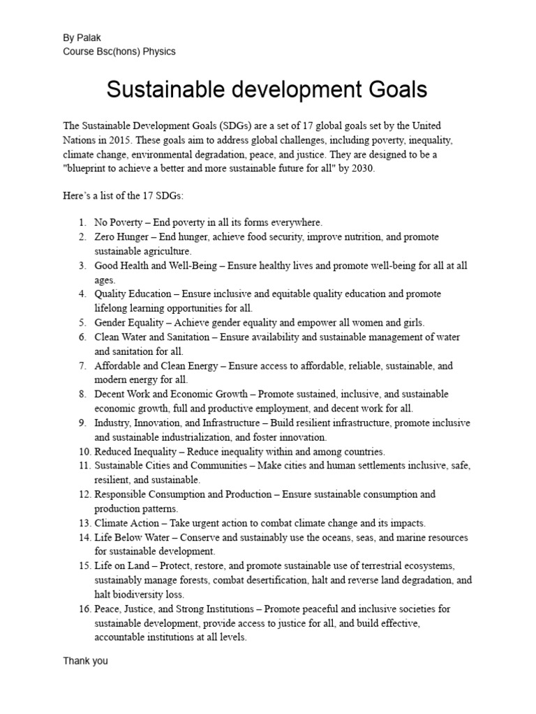 Sustainable Development Goals | PDF