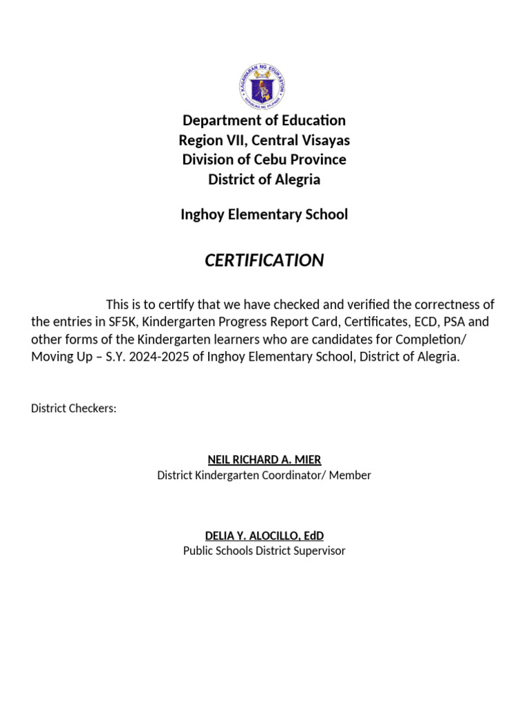 Certification For Checking | PDF