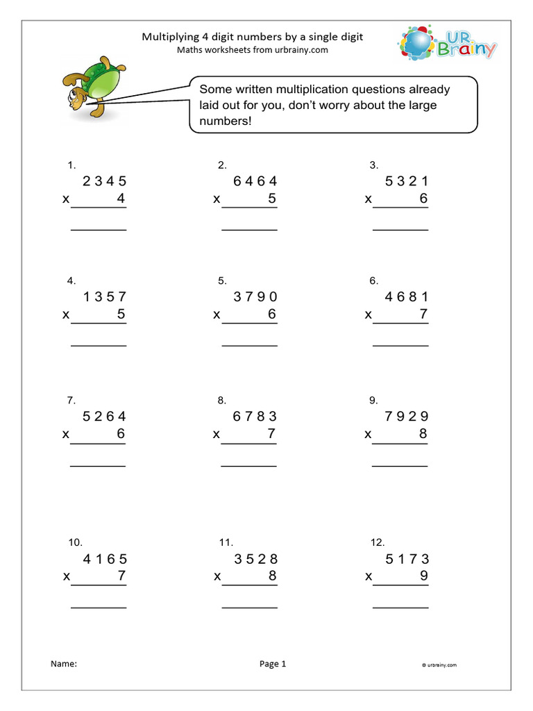 multiply-4-digit-numbers-by-a-single-digit-questions | PDF ...