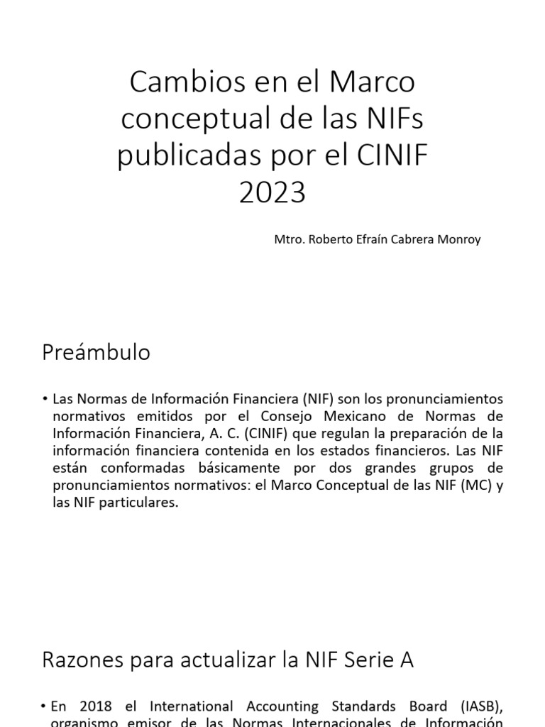 Marco Conceptual NIFs 2023 Comp v1 | PDF | Contabilidad | Estado financiero