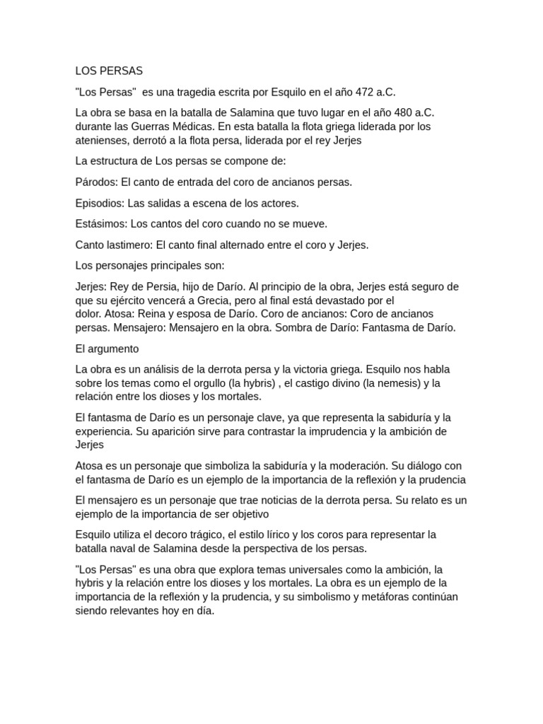 "Los Persas: Tragedia de Esquilo" | PDF