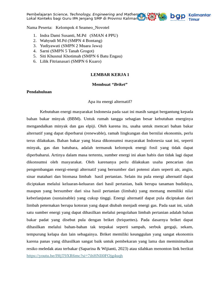 LK 01 - Membuat Beriket - KELOMPOK 4 | PDF