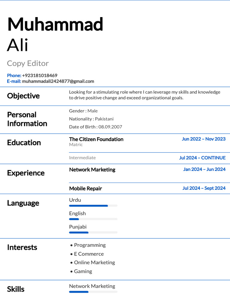 Muhammad Resume 141-1 | PDF