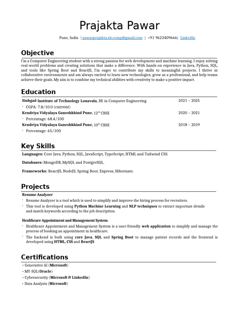 Resume Template by Vinit | PDF