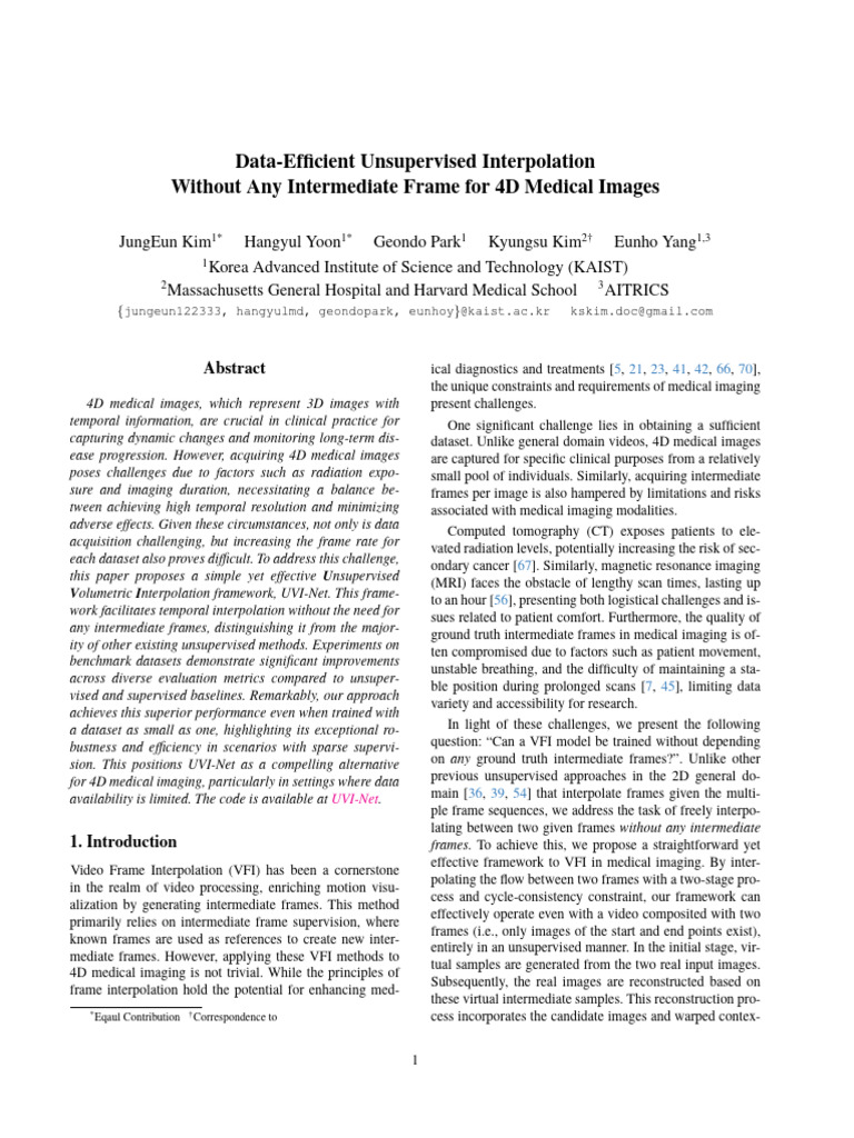 Data-Efficient Unsupervised Interpolation Without Any Intermediate Frame For 4D Medical Images ...