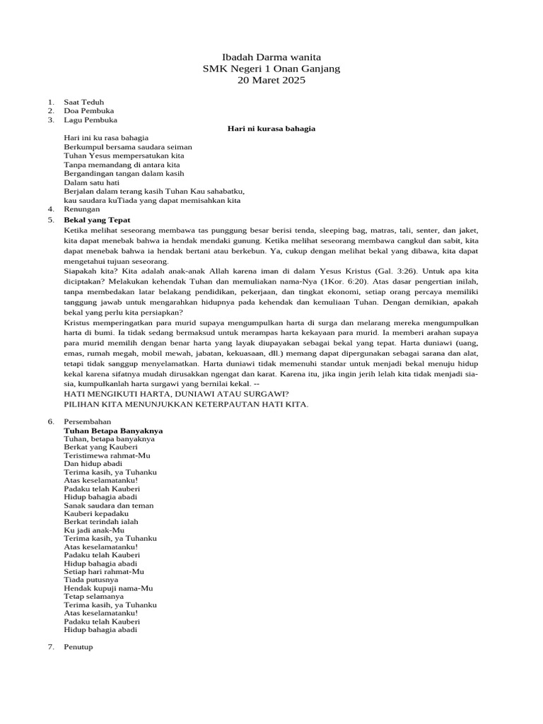 Ibadah Darma Wanita | PDF