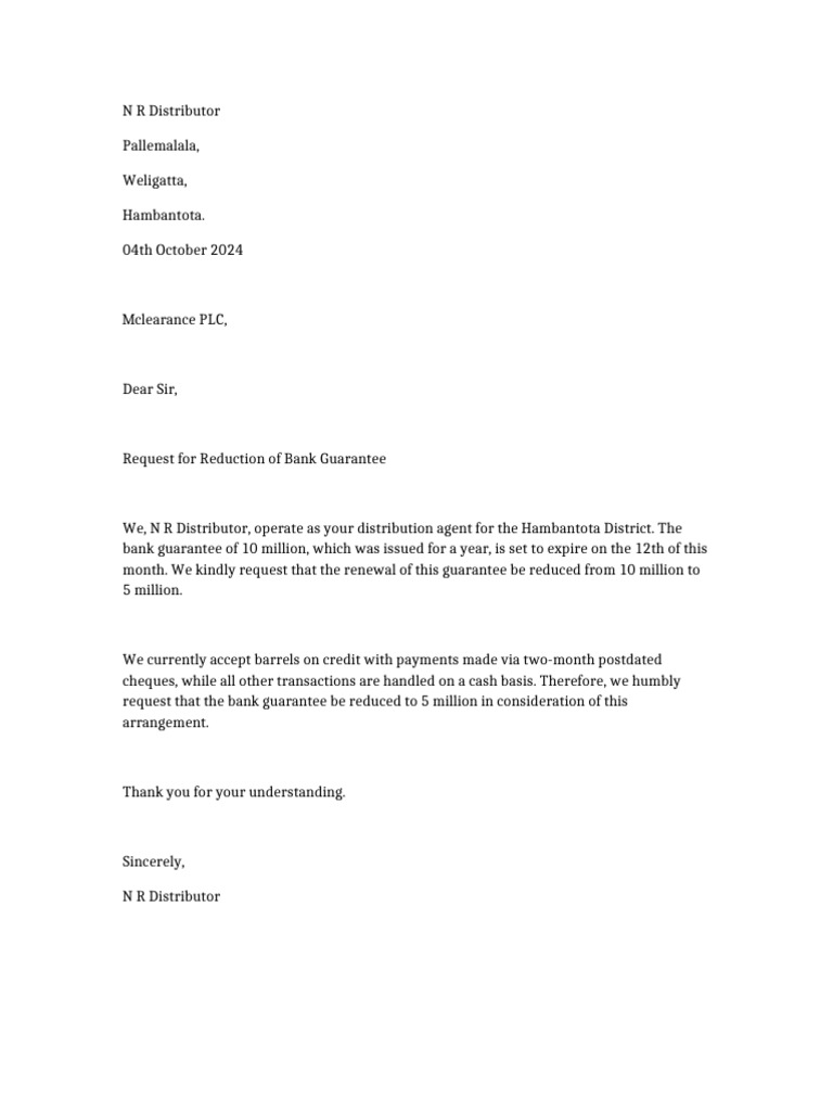 N R Distributor Letter | PDF