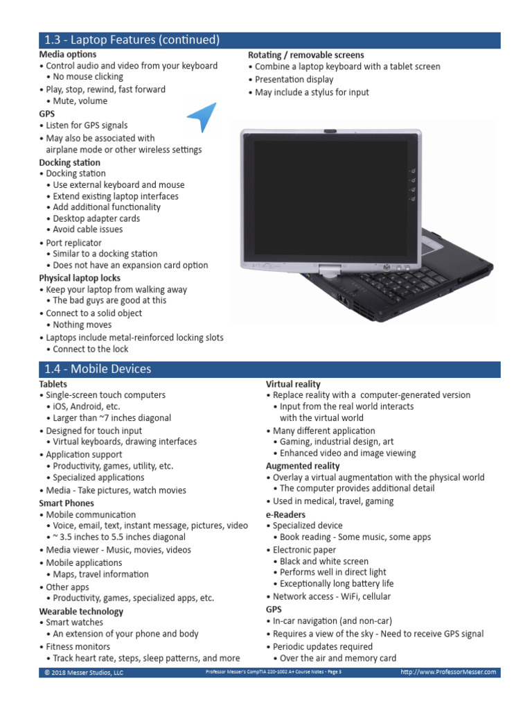 CompTIA A+ 220-1001 Core 1 Course Notes by Professor Messers - 010-012 ...