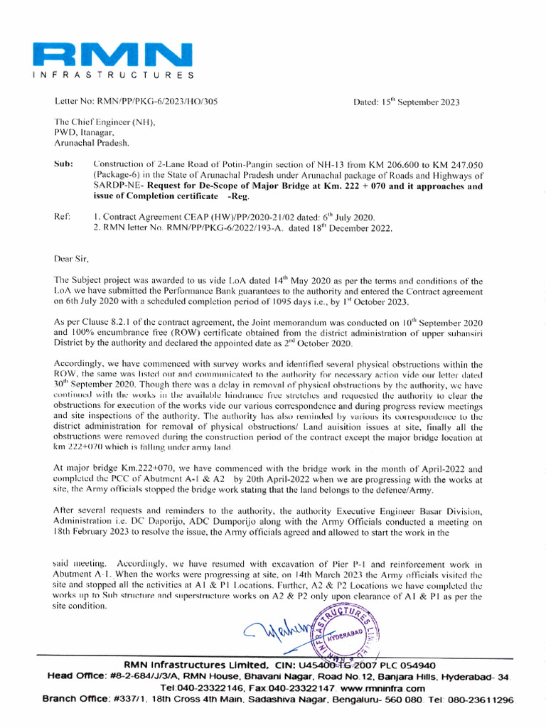 RMN_Letter_Pkg_6_Req_for_de_scope_of_Major_Bridge_at_222+070_and | PDF