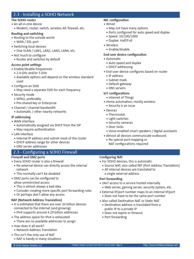 CompTIA A+ 220-1001 Core 1 Course Notes by Professor Messers - 019-021 ...