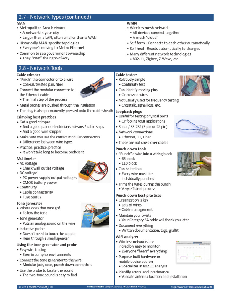 CompTIA A+ Cable Types Overview | PDF | Telecommunications | Electronics