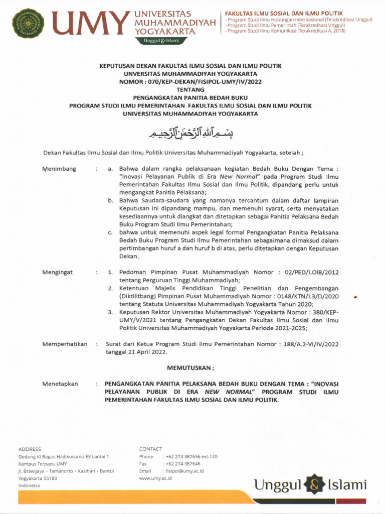 IP - SK Pengangkatan Panitia Bedah Buku | PDF