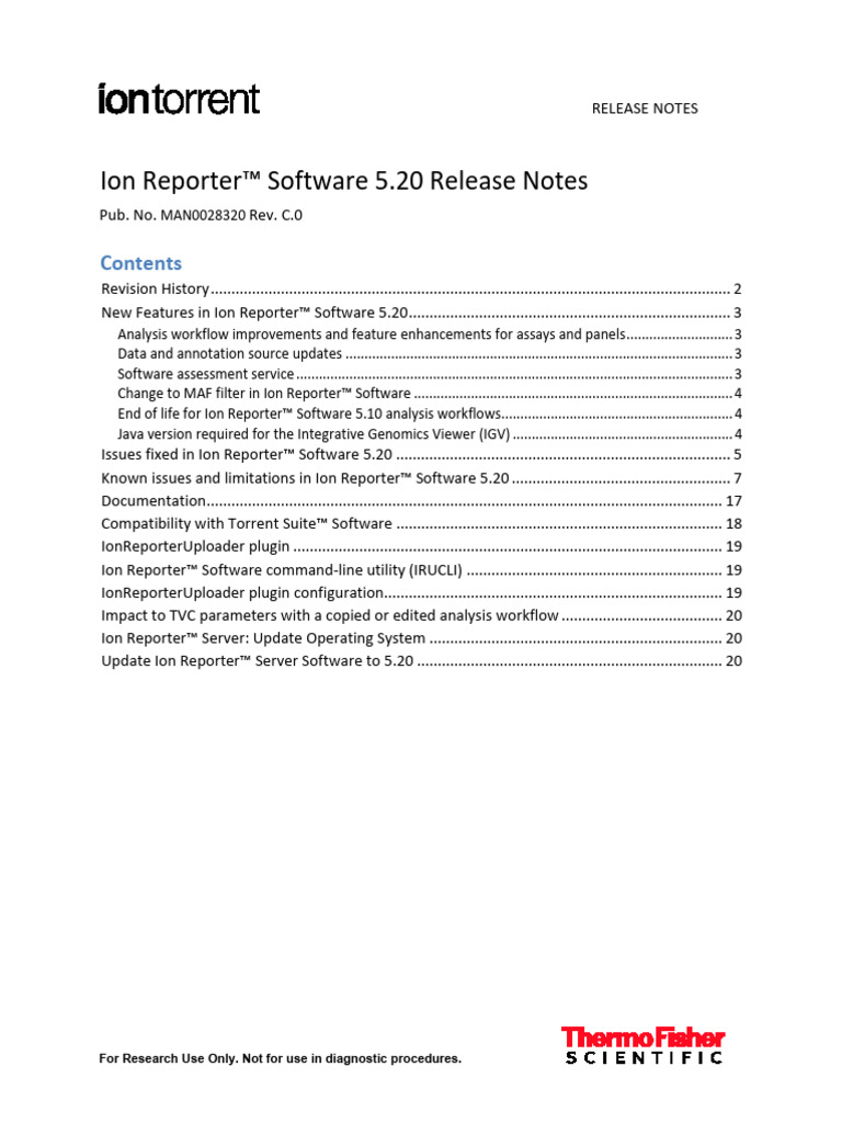 Ion Reporter Software 5.20 Release Notes | PDF | Genotype | Gene