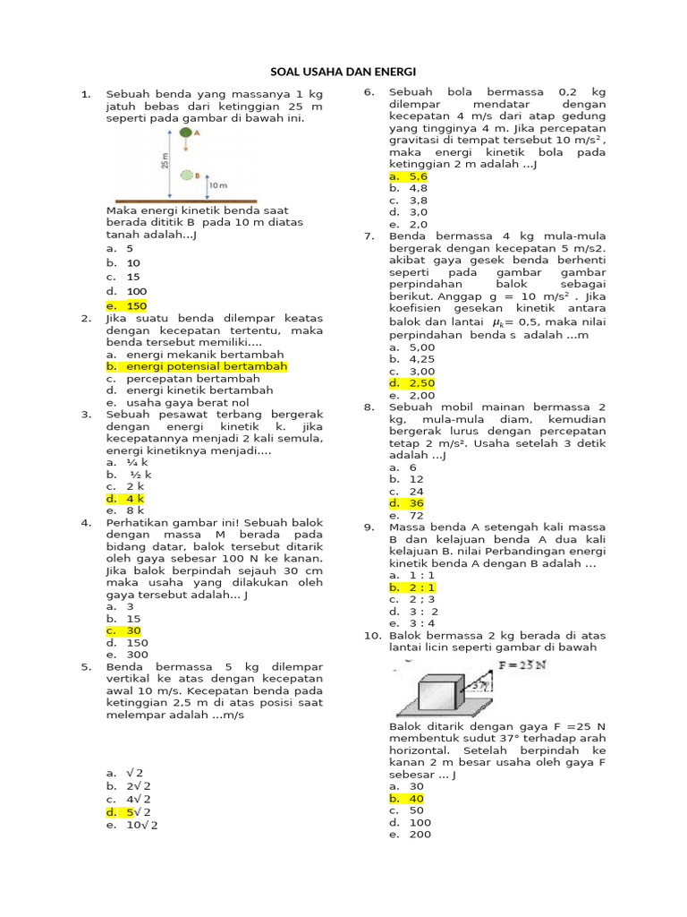 LATIHAN SOAL USAHA DAN ENERGI-1 | PDF