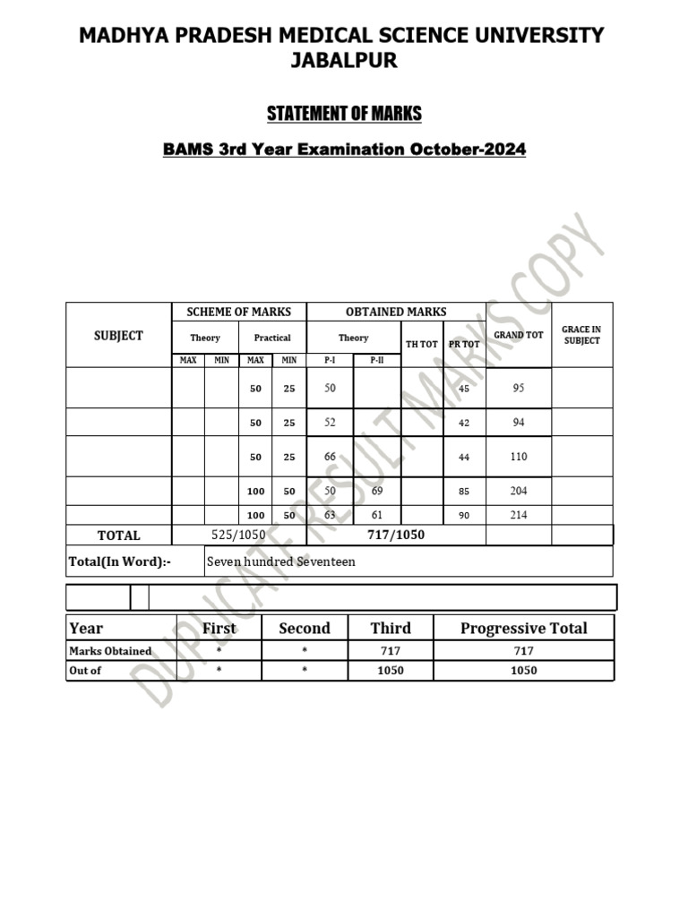 Mpmsu Bams Iiirdmarksheet | PDF