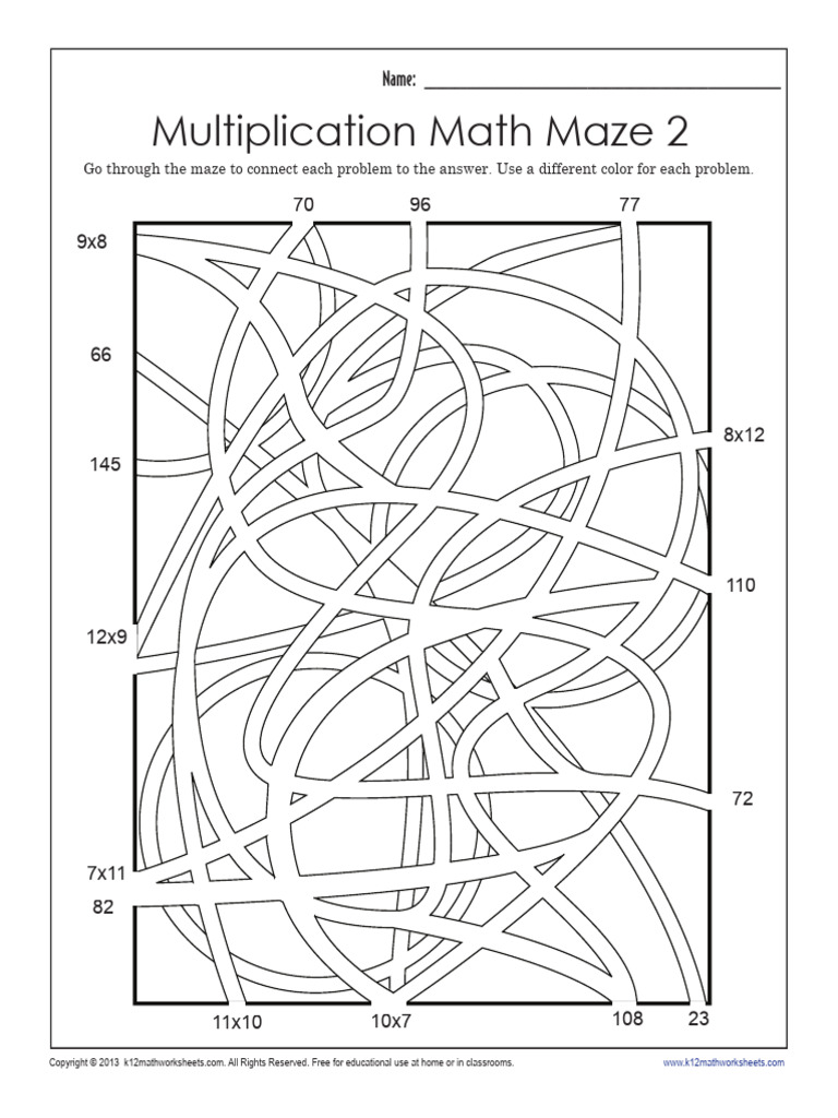 Multiplication Math Maze 2 | PDF