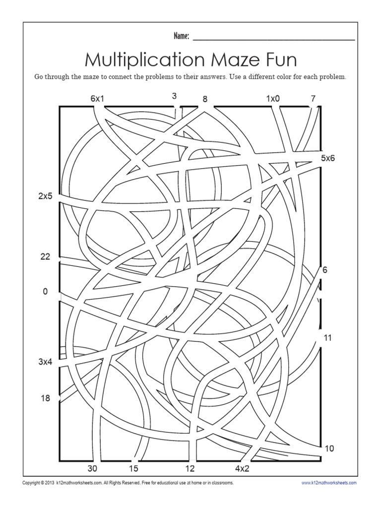 Multiplication Math Maze 1 | PDF