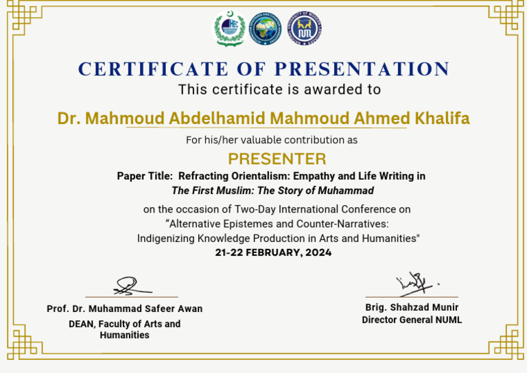 Certificate of Presentation | PDF