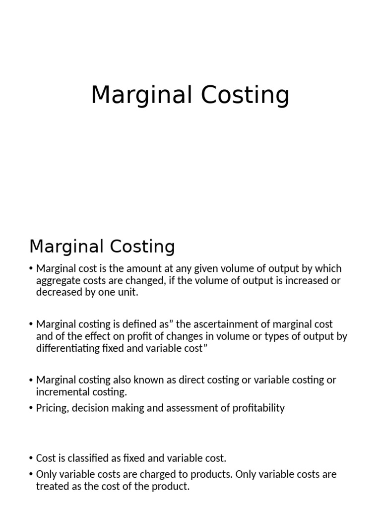 Marginal Costing and Profit Analysis | PDF | Business Economics | Economics