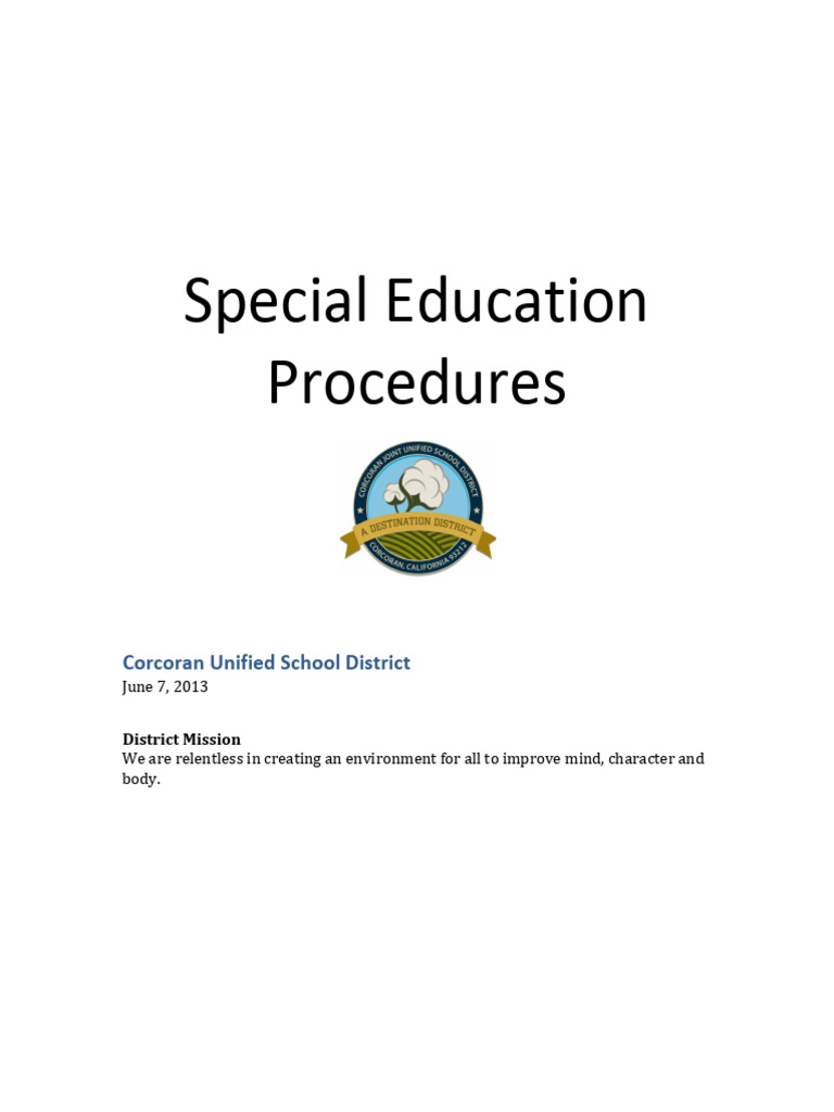 Special Education Procedures Corcoran USD | PDF | Individualized ...