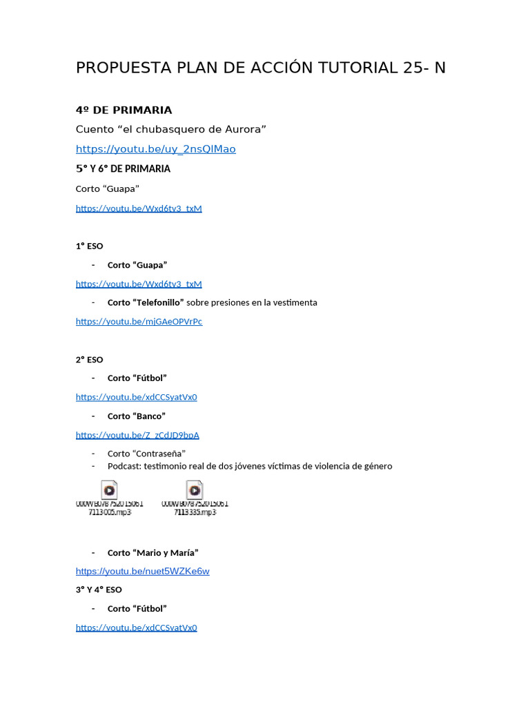 PROPUESTA ACCIÓN TUTORIAL 25N | PDF