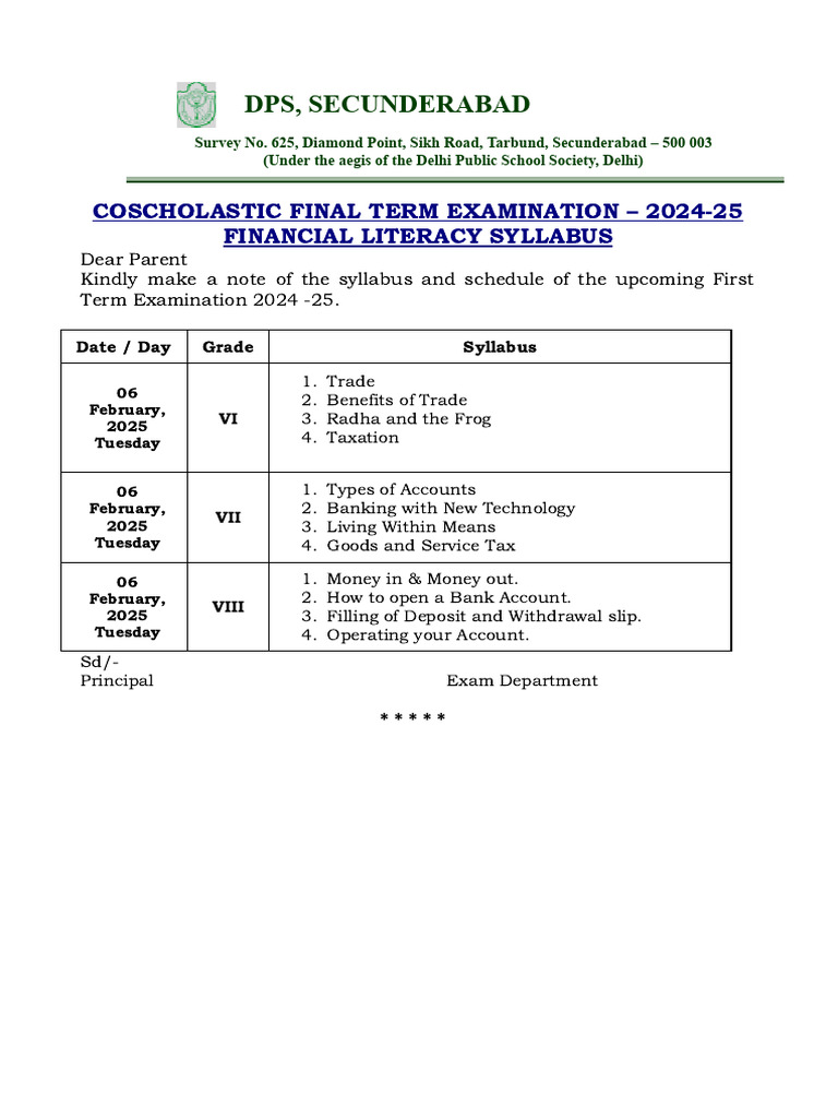 Financial Literacy Syllabus 2024-25 | PDF