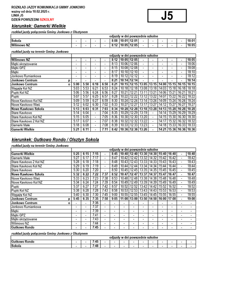 9661 J5.Dzien - Powszedni.Szkolny - Od.dnia.10.02.20205 | PDF