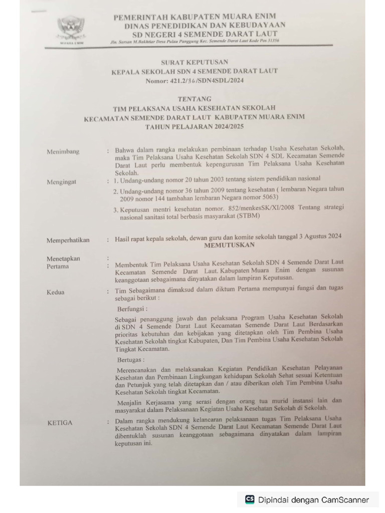 SK UKS tahun 2024 | PDF