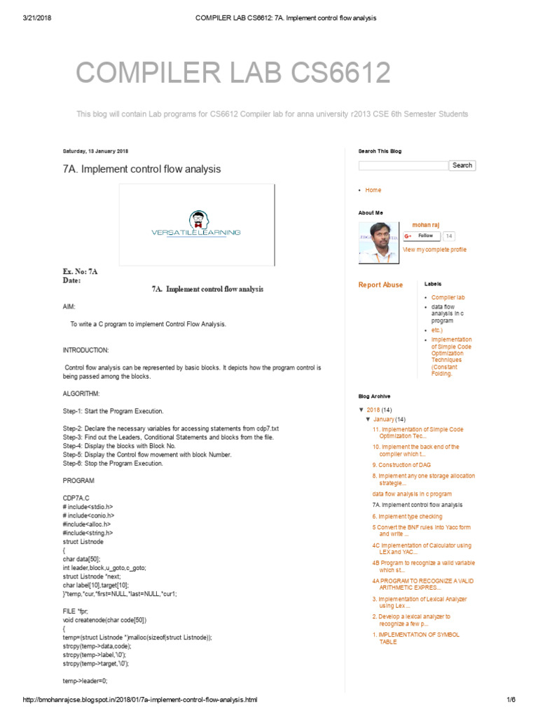 Compiler Lab Cs6612 7a Pdf Computer Program Programming 1663