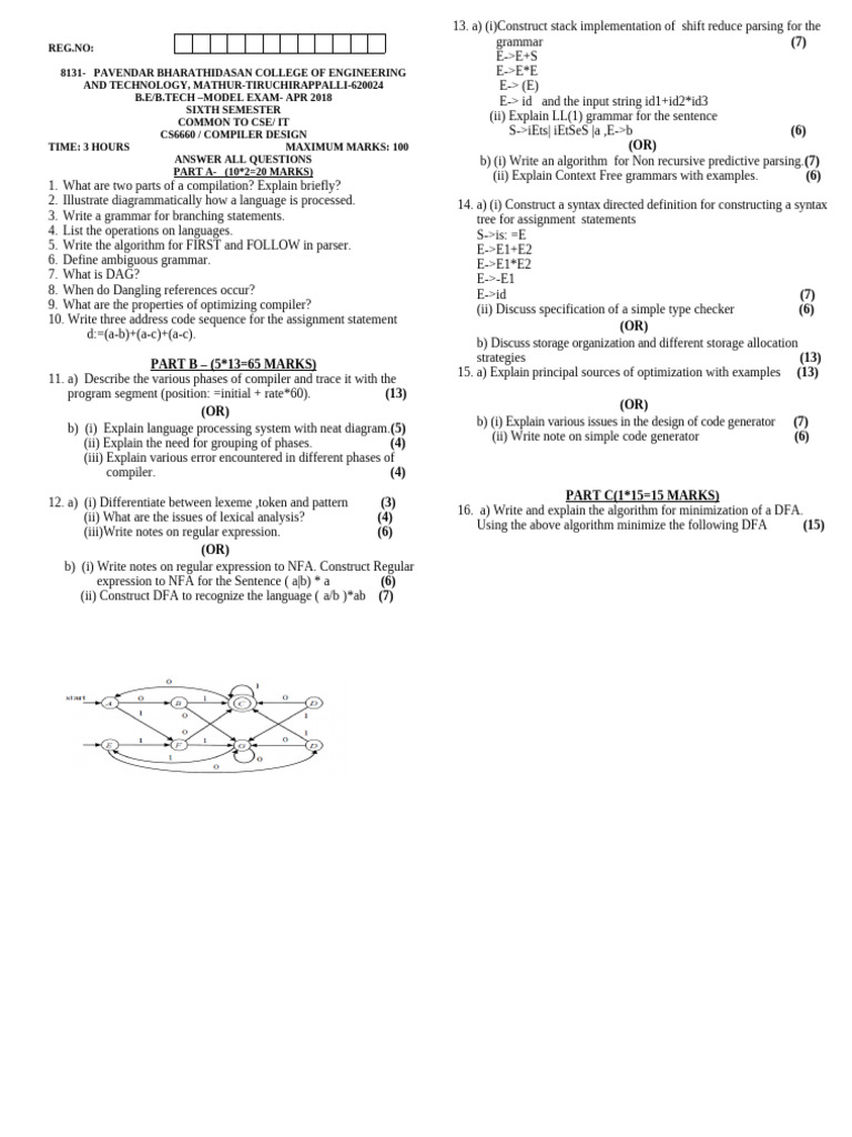 CD Model Exam Set 1 | PDF | Parsing | Theoretical Computer Science