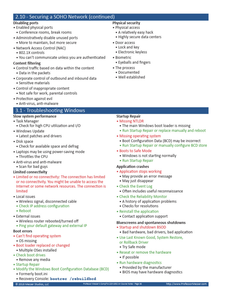 CompTIA A+ 220-1002 Course Notes | PDF | Booting | Microsoft Windows